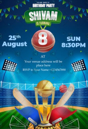 cricket theme birthday invitation card | 3video